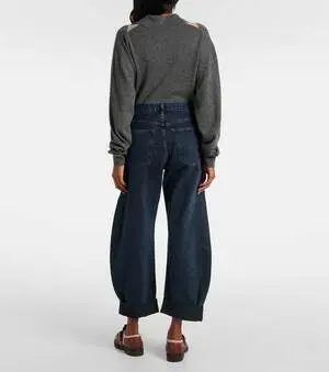 FRAME Bubble High-rise Barrel-leg Jeans - Blue