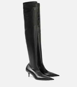 Balenciaga Avenue Leather Over-the-knee Boots - Black