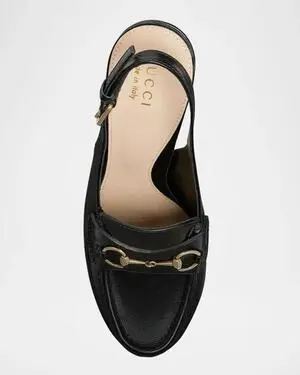 Gucci Ottavia Leather Platform Loafer Pumps - Black
