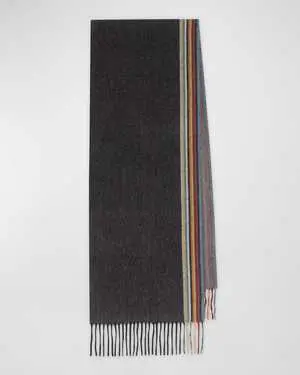 Paul Smith Cashmere Signature Stripe Edge Scarf - Black