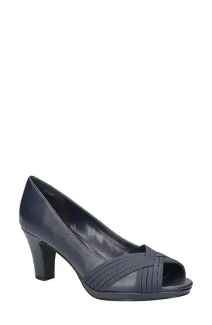 EASY WORKS BY EASY STREET Lavish Peep Toe Pumps - Navy