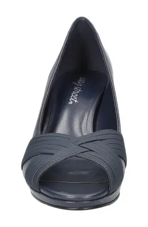 EASY WORKS BY EASY STREET Lavish Peep Toe Pumps - Navy