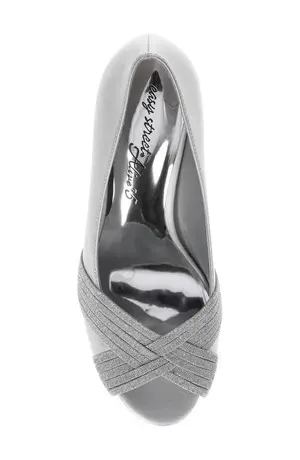EASY WORKS BY EASY STREET Lavish Peep Toe Pumps - Silver Satin