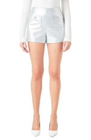 Endless Rose Pocket High Waist Faux Leather Shorts