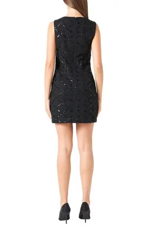 Endless Rose Sequin Sleeveless Tweed Mini Sheath Dress