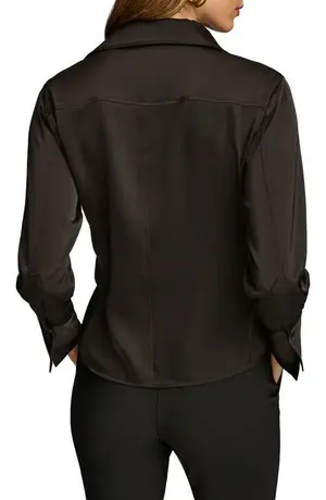 Donna Karan New York Long Sleeve Button-up Shirt - Black