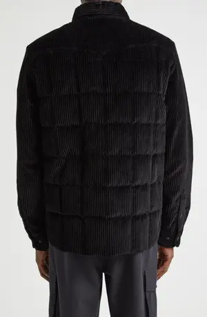 Moncler Gelt Quilted Corduroy Down Shirt Jacket - Black