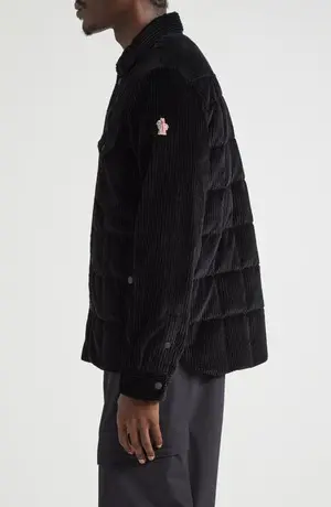 Moncler Gelt Quilted Corduroy Down Shirt Jacket - Black