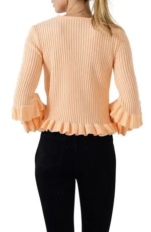 English Factory Rib Ruffle Edge Sweater