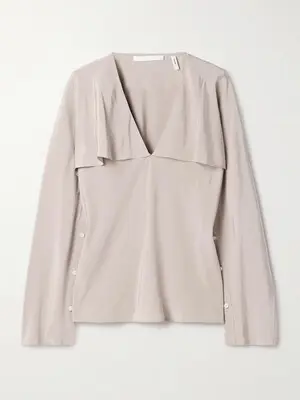 Helmut Lang Layered Draped Silk Crepe De Chine Blouse