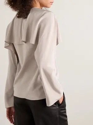 Helmut Lang Layered Draped Silk Crepe De Chine Blouse