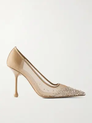 JIMMY CHOO Ixia Crystal-embellished Mesh Pumps