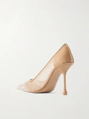 JIMMY CHOO Ixia Crystal-embellished Mesh Pumps