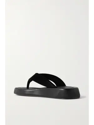 THE ROW Ginza Leather And Velvet Platform Flip Flops