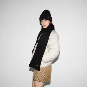 Gucci Wool Cashmere Scarf With Double G