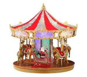 MR. CHRISTMAS 12 In. Animated Crystal Very Merr Y Carousel - One-color