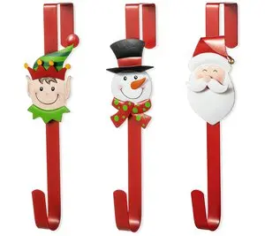 GLITZHOME 14' Christmas Elf, Snowman & Santa Wr Eath Hanger S/3 - One-color