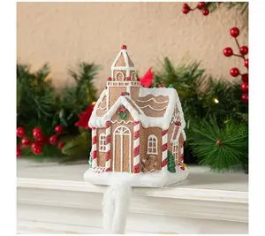 GLITZHOME Gingerbread House Christmas Stocking Olders S/2
