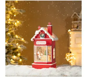 GLITZHOME 10.5h Led Lighted Santa's Workshop Snow Globe - One-color