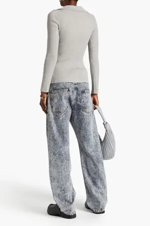 Naadam Ribbed Cotton And Cashmereblend Polo Sweater