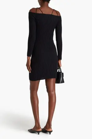 LISA YANG Cold-shoulder Ribbed Cashmere Mini Dress