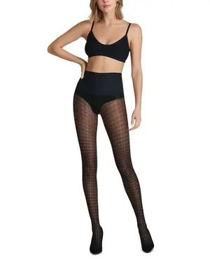 Commando Houndstooth Pattern Tights - Black