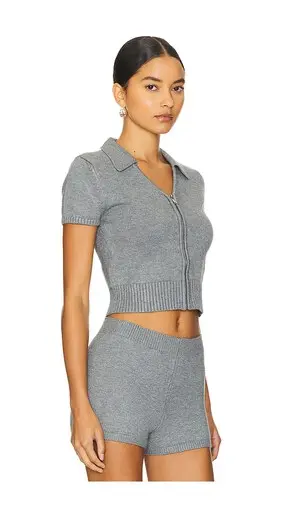 GUIZIO Calesia Zip-up Top - Heather Grey