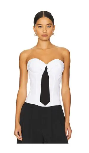 GUIZIO Chrys Pinstripe Corset - White & Black