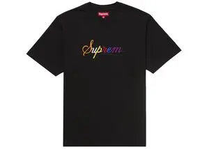 Supreme Cursive Short Sleeve Top - Black