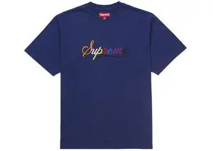 Supreme Cursive Short Sleeve Top - Navy Blue