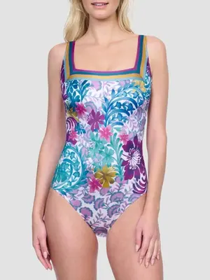 GOTTEX Bali Floral Squareneck One-piece Swimsuit - Multi