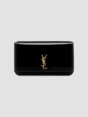 Saint Laurent Cassandre Phone Holder In Patent Leather