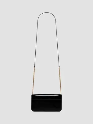 Saint Laurent Cassandre Phone Holder In Patent Leather