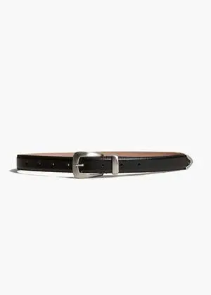 KHAITE Benny Belt Silver Buckle 3mm In Black Leather