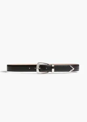 Khaite Benny Belt Silver Buckle 3mm In Leather - Black