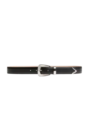 Khaite Benny Belt Silver Buckle 3mm In Leather - Black
