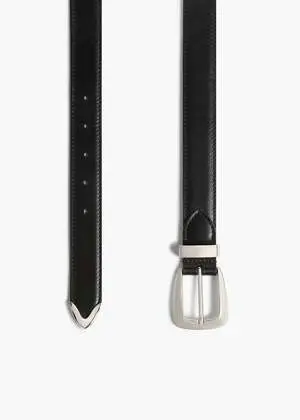 Khaite Benny Belt Silver Buckle 3mm In Leather - Black