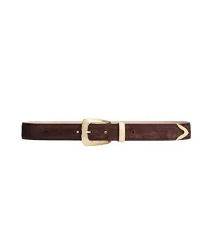 Khaite Benny Belt Silver Buckle 3mm In Black Leather Coffee