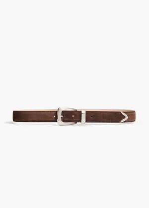 Khaite Benny Belt Silver Buckle 3mm In Leather - Ebano