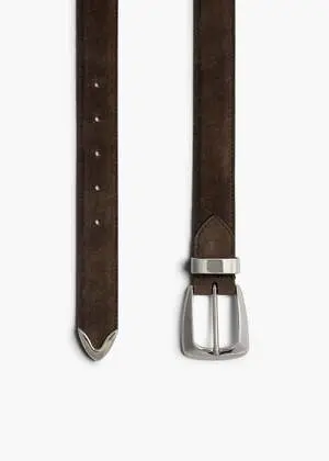 Khaite Benny Belt Silver Buckle 3mm In Leather - Ebano