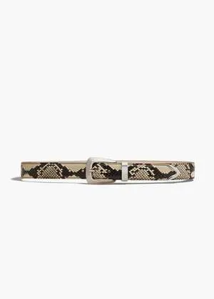 Khaite Benny Belt Silver Buckle 3mm In Black Leather Natural