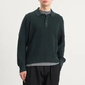 CORRIDOR Long Sleeve Slouchy Polo Shirt - Green