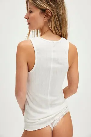 Free People Intimately Fresh In Love Pointelle Tank - Tofu