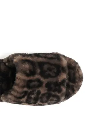 Apparis Dillon Leopard Print Slippers - Brown