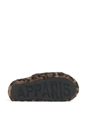Apparis Dillon Leopard Print Slippers - Brown