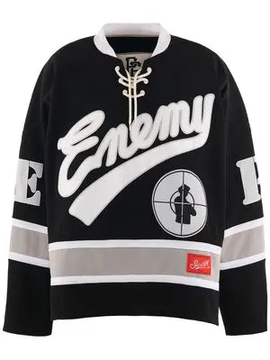 SAINT MXXXXXX Public Enemy Logo Patch Long Sleeve T-shirt