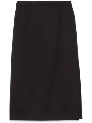 Dolce & Gabbana Gabardine Virgin Wool Midi Skirt - Black
