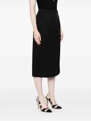 Dolce & Gabbana Gabardine Virgin Wool Midi Skirt - Black