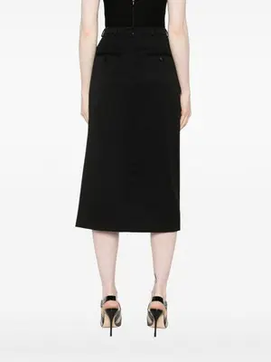 Dolce & Gabbana Gabardine Virgin Wool Midi Skirt - Black