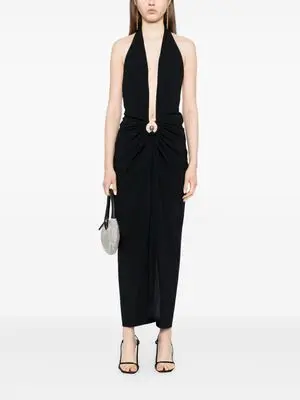 Christopher Esber Pierced Orbit Halter Slit Dress